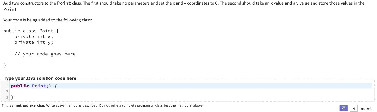 Solved Add two constructors to the point class. The first | Chegg.com
