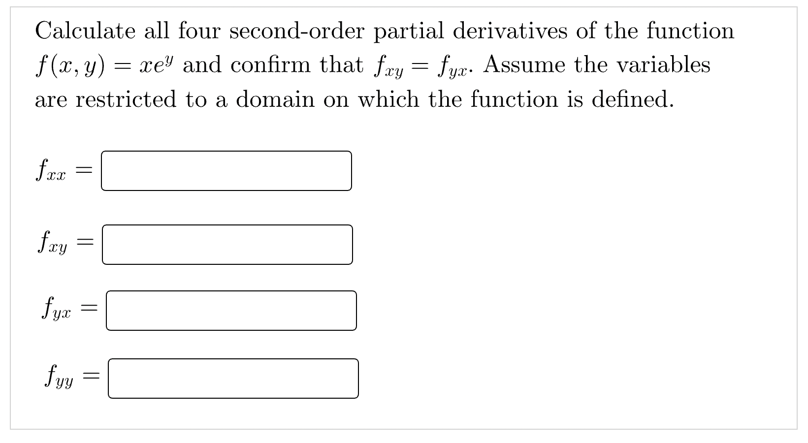 Solved Find the following partial derivatives. The variables | Chegg.com