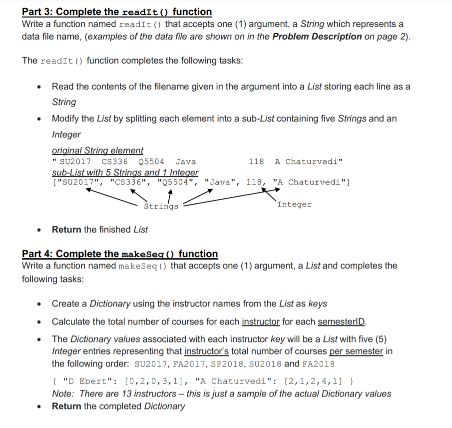 Solved Part 3: Complete the readIt() function Write a | Chegg.com