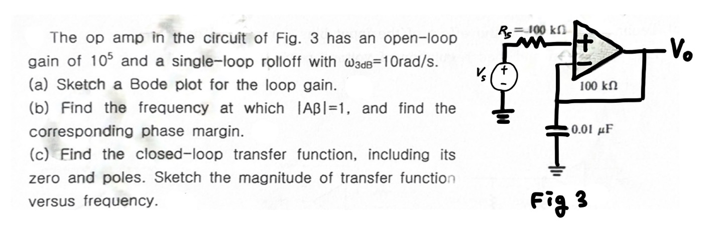Solved The op amp in the circuit of Fig. 3 has an open-loop | Chegg.com