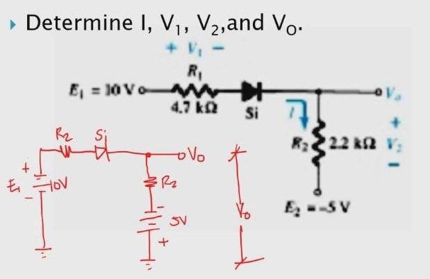 Solved Determine I,V1, V2, and VO | Chegg.com