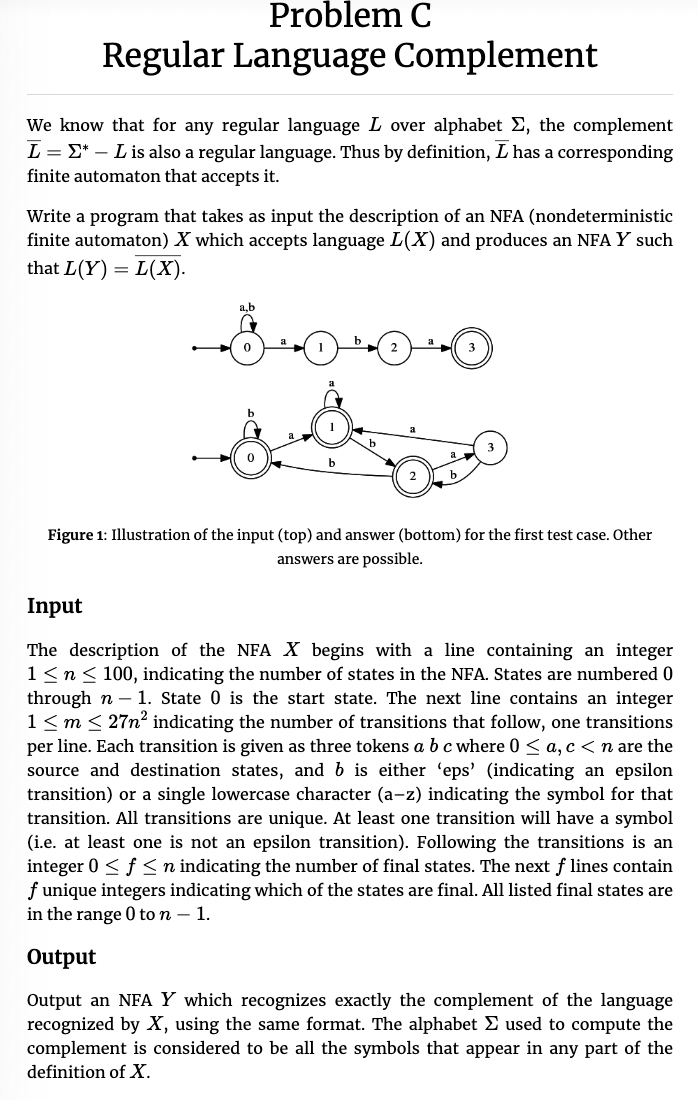 Solved Problem C Regular Language Complement We know that | Chegg.com