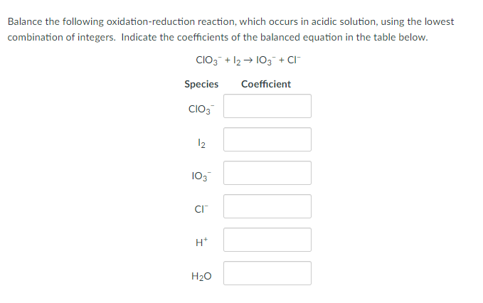 Solved Balance the following oxidation-reduction reaction, | Chegg.com