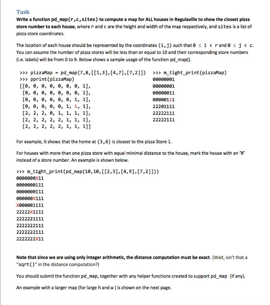 Part 2: Lightning Pizza Delivery (60 marks) In a town | Chegg.com