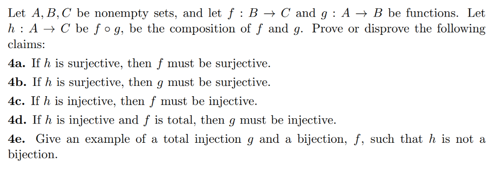 Solved Let A, B, C be nonempty sets, and let f : B - C and | Chegg.com