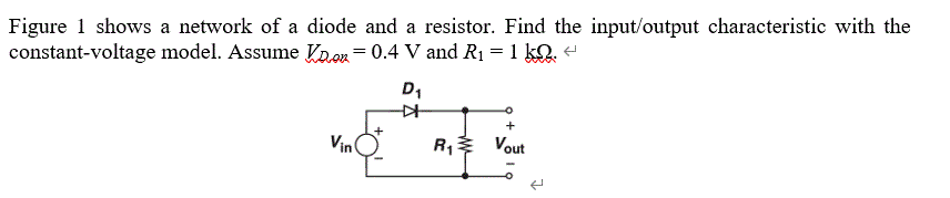 Solved Figure 1 shows a network of a diode and a resistor. | Chegg.com