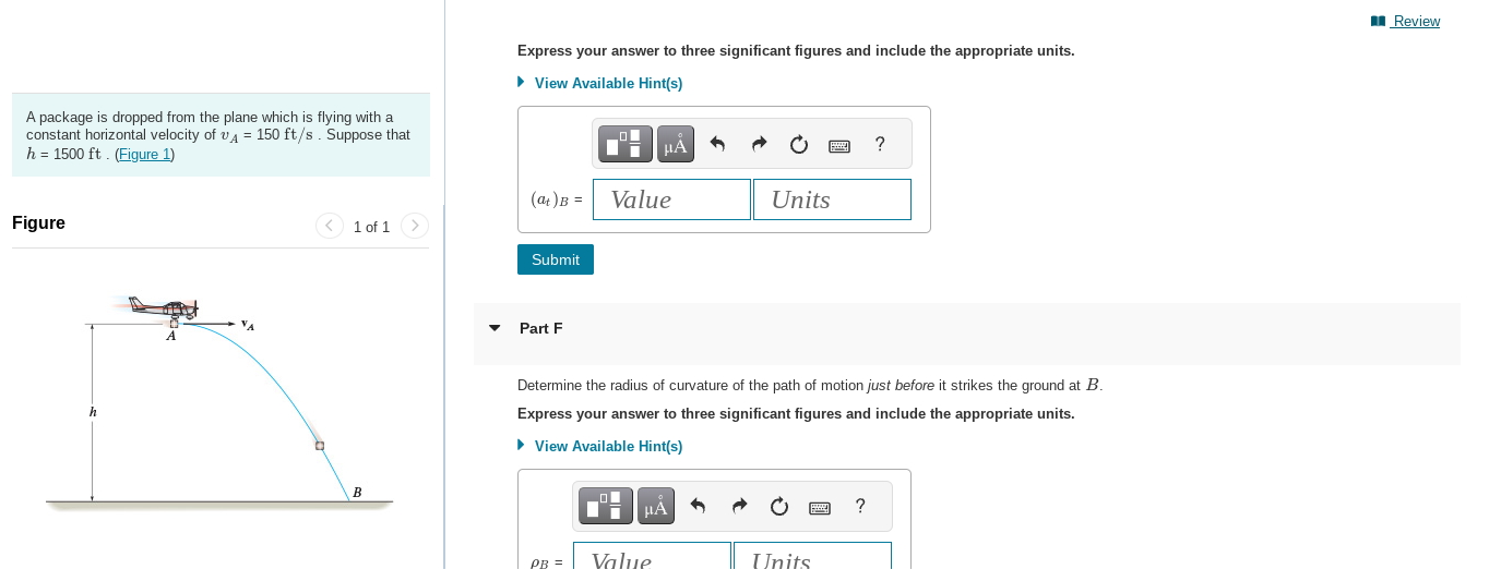 Solved A package is dropped from the plane which is flying | Chegg.com