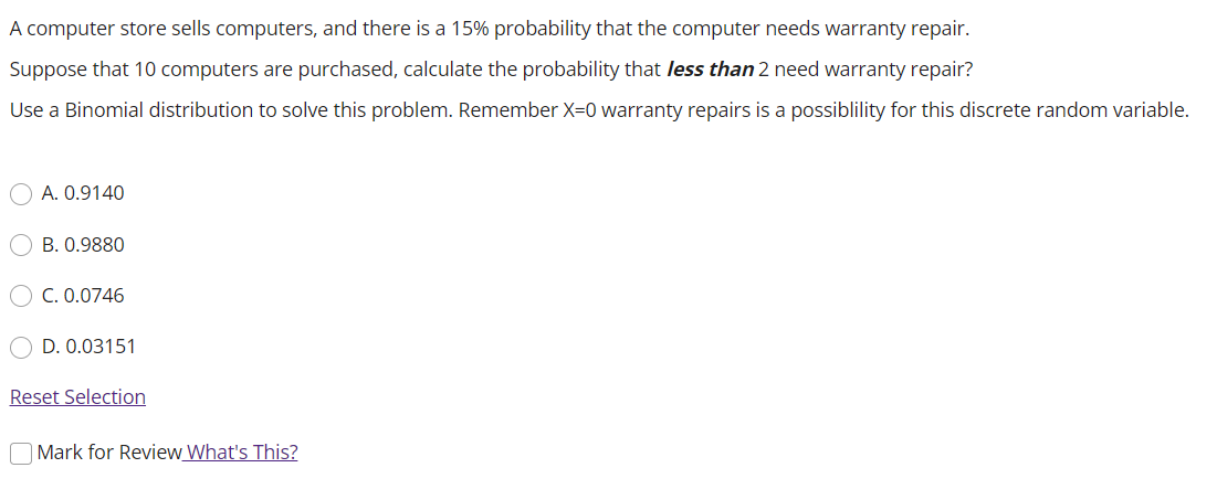 Solved A computer store sells computers, and there is a 15% | Chegg.com