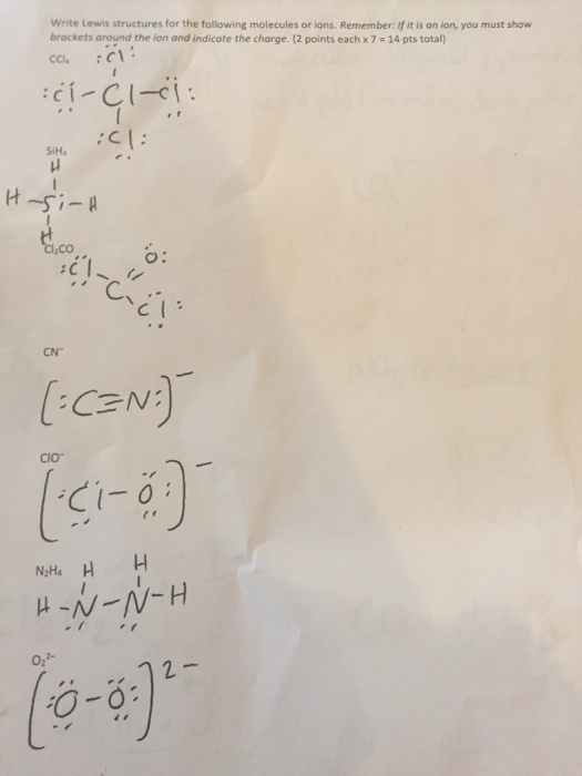 Solved Write Lewis structures for the following molecules or | Chegg.com