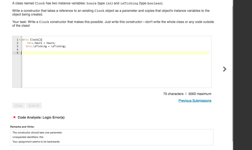Solved A class named Clock has two instance variables: hours | Chegg.com