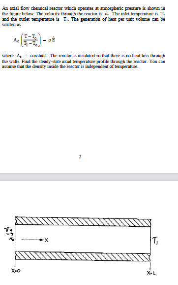 Solved An axial flow chemical reactor which operates at | Chegg.com