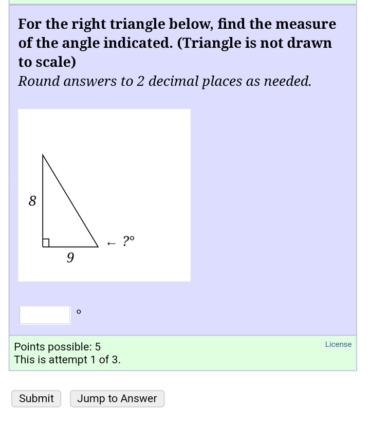 Solved For the right triangle below, find the measure of the | Chegg.com