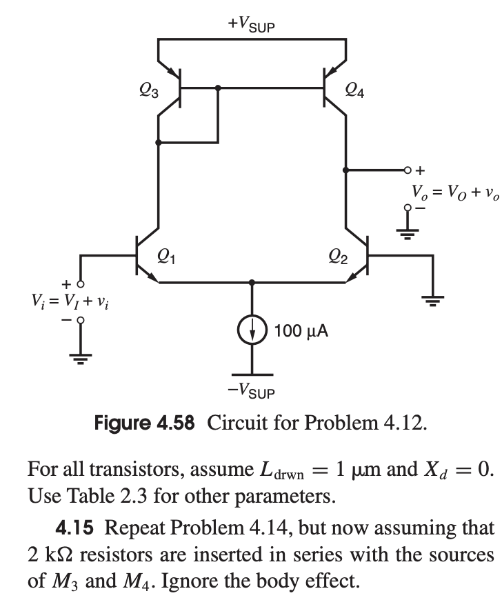 Solved 4.12 Determine the unloaded voltage gain vo/vi and | Chegg.com