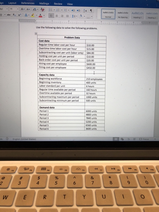 Solved ign Layout References Mailings Review View Use the | Chegg.com