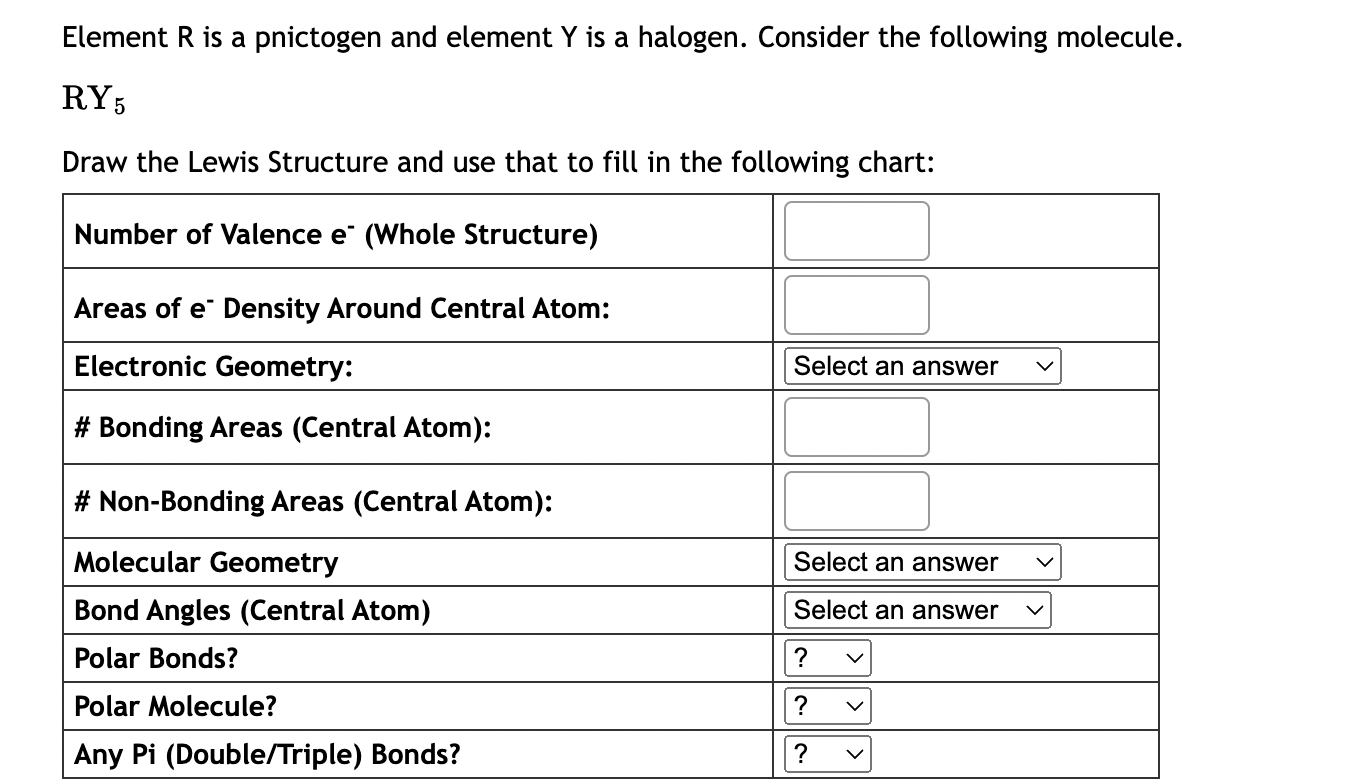 Solved Element R is a pnictogen and element Y is a halogen. | Chegg.com