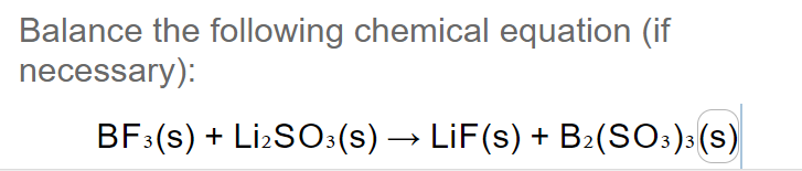 Solved Balance the following chemical equation (if | Chegg.com