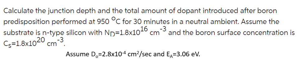 Solved Calculate the junction depth and the total amount of | Chegg.com