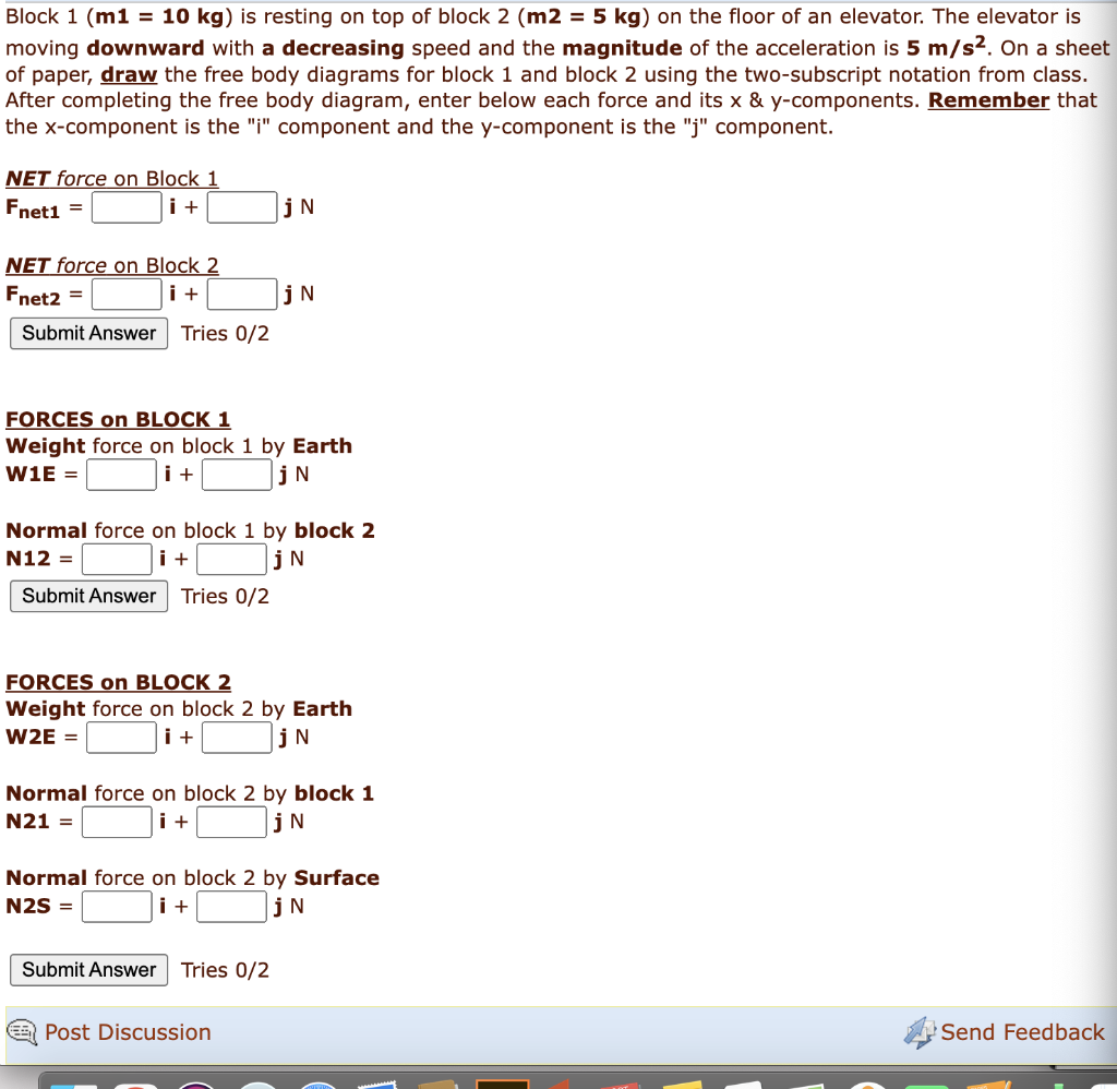 Solved Block 1(m1=10kg) is resting on top of block 2(m2=5kg) | Chegg.com