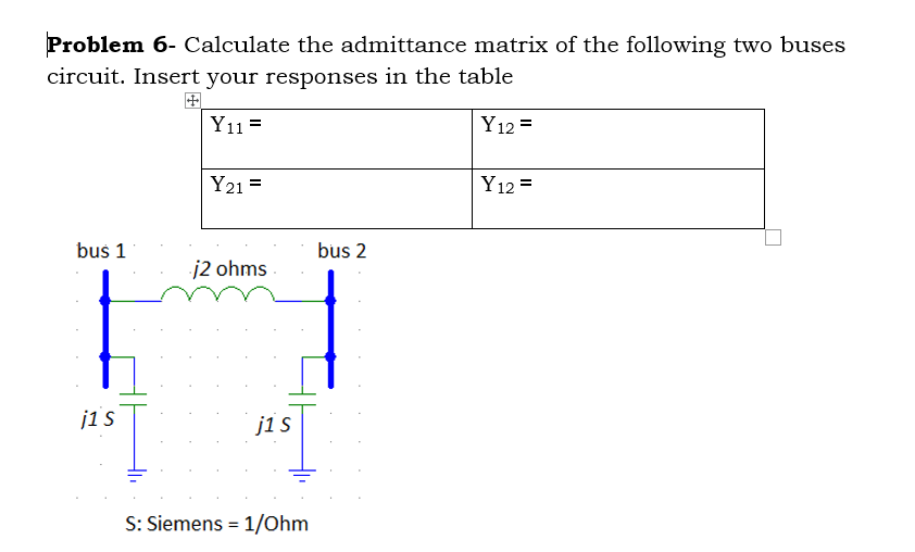 Solved Problem 6- Calculate the admittance matrix of the | Chegg.com