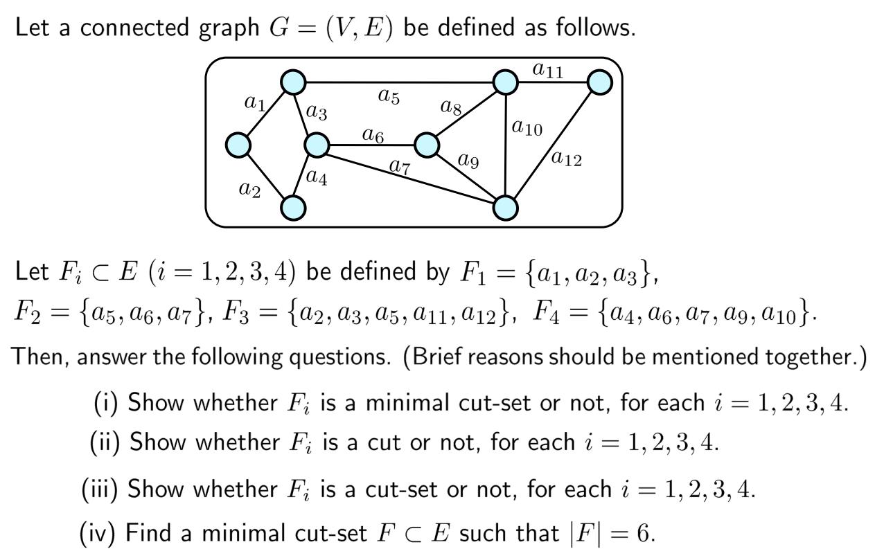 Let a connected graph G=(V,E) be defined as follows. | Chegg.com