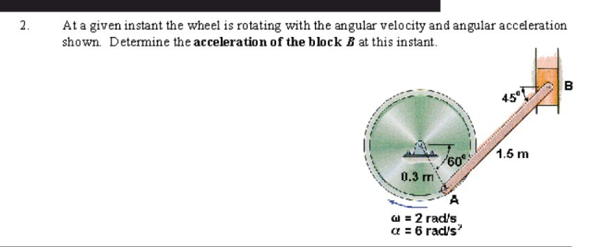 Solved 2. At a given instant the wheel is rotating with the | Chegg.com