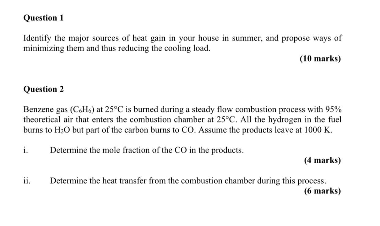 Solved Question 1 Identify the major sources of heat gain in | Chegg.com