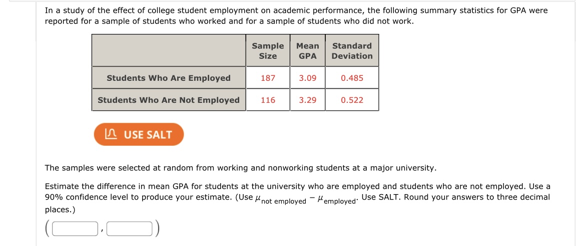 Solved In a study of the effect of college student | Chegg.com