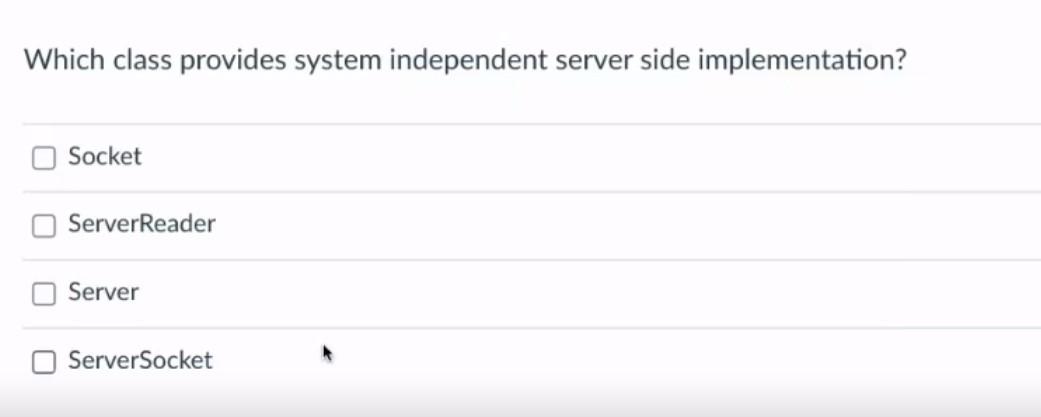 Solved Which class provides system independent server side | Chegg.com