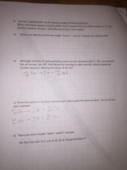 Solved 8. Use the "stability belt" on the previous page for | Chegg.com