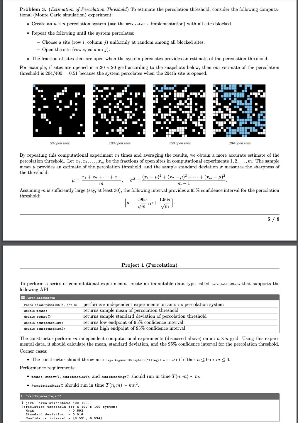 Solved Problem 3. (Estimation of Percolation Threshold) To | Chegg.com
