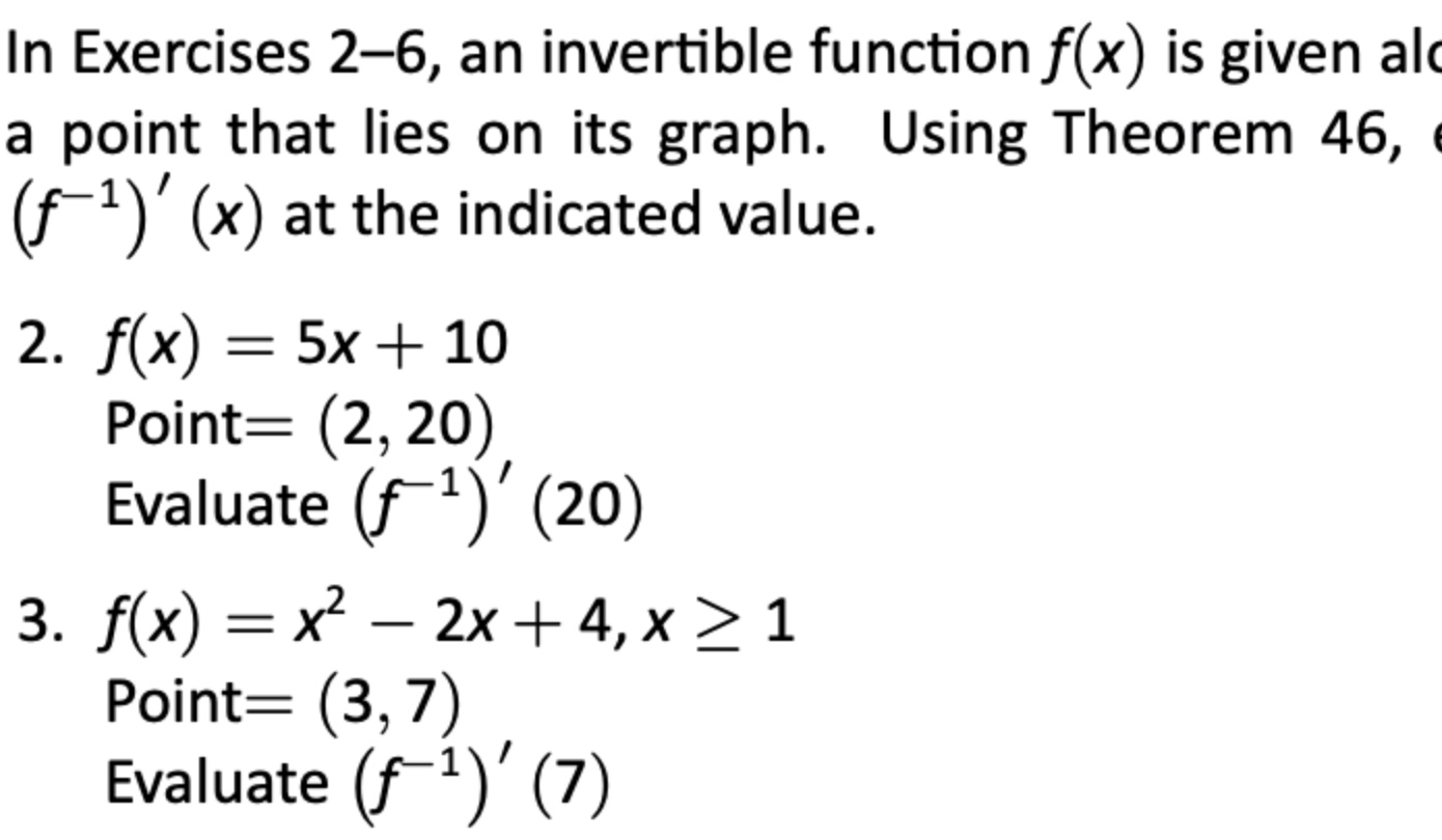 Solved In Exercises 2 6 an Invertible Function F X is