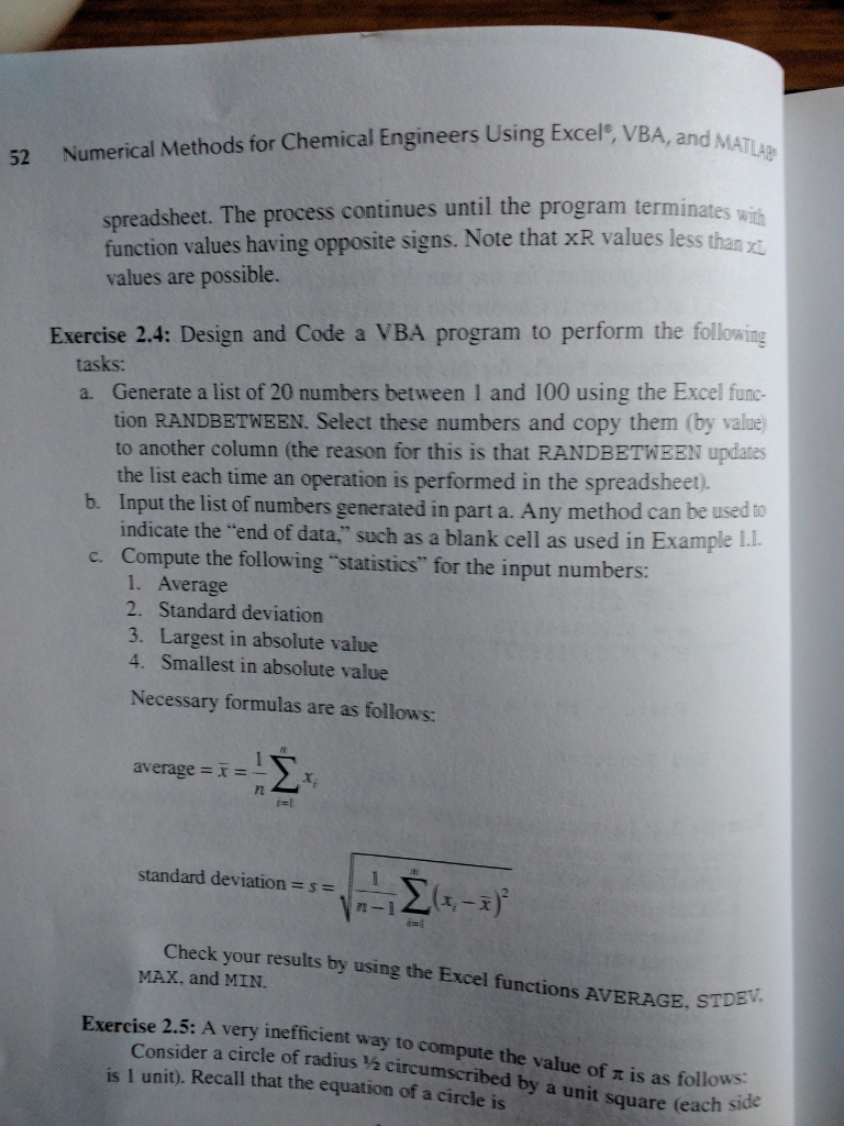 Numerical methods for engineers, excel VBA I need | Chegg.com