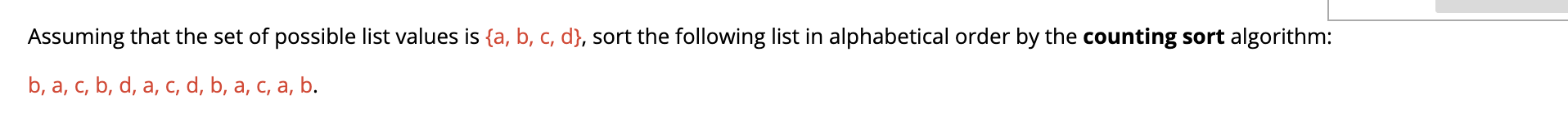 Solved Assuming that the set of possible list values is {a, | Chegg.com
