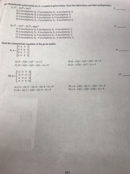 Solved For the given matrix and eigenvalue, find an | Chegg.com