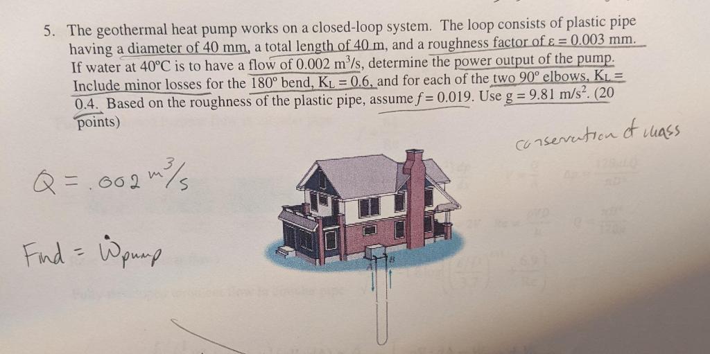 Solved 5. The geothermal heat pump works on a closed-loop | Chegg.com