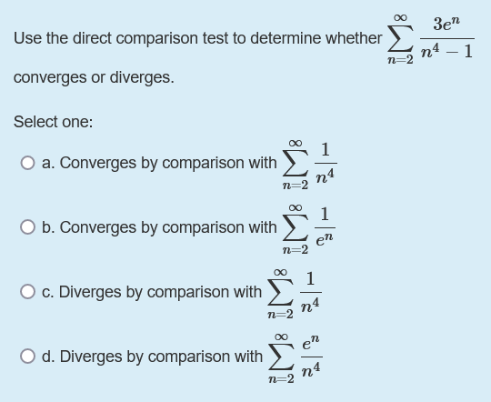 Solved Use the direct comparison test to determine whether | Chegg.com