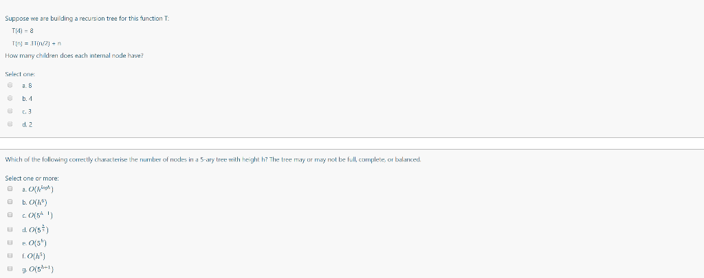 Solved Suppose we are building a recursion tree for this | Chegg.com