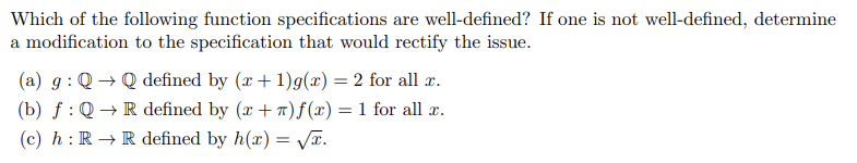 Which of the following function specifications are | Chegg.com