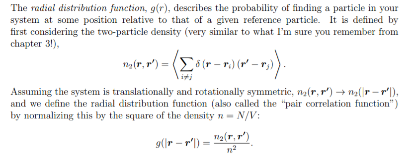 The radial distribution function, g(r), describes the | Chegg.com