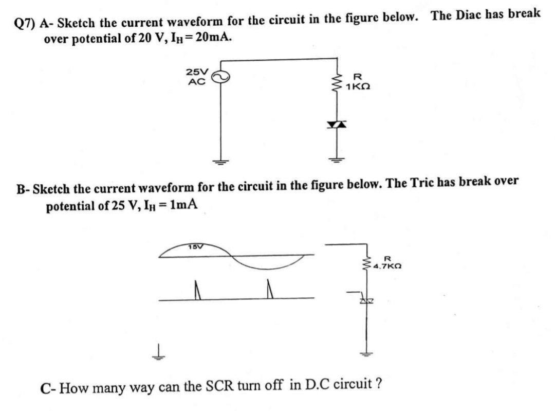 Solved Q7) A- Sketch the current waveform for the circuit in | Chegg.com