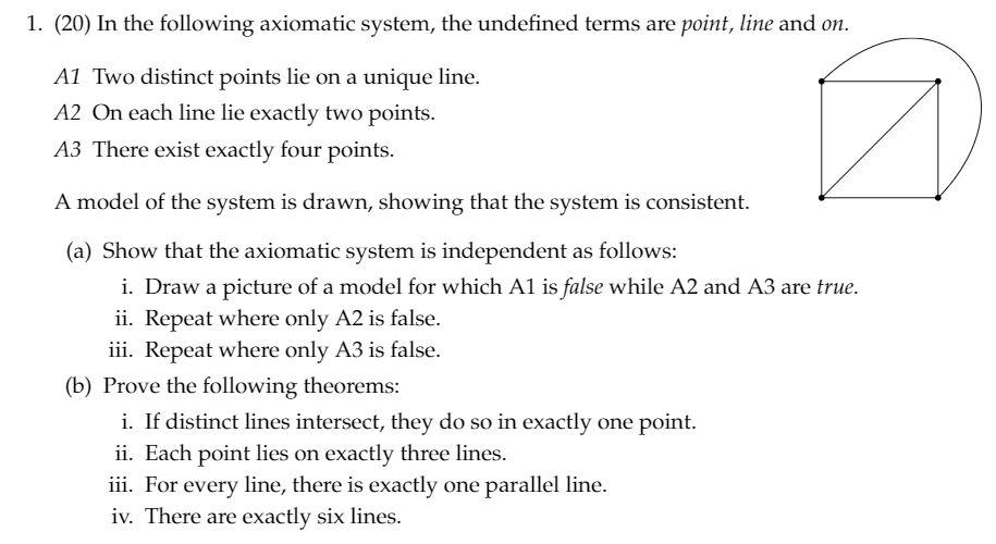 Solved 1. (20) In the following axiomatic system, the | Chegg.com