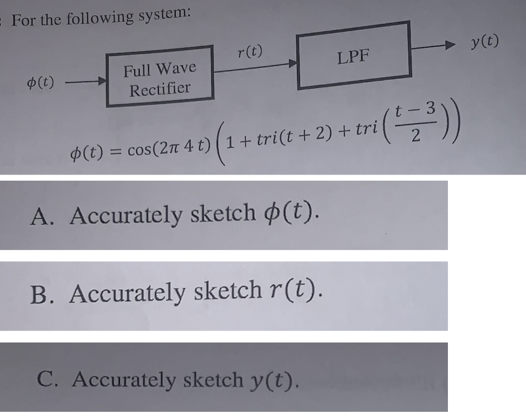 Solved ϕ(t)=cos(2π4t)(1+tri(t+2)+tri(2t)) A. Accurately | Chegg.com