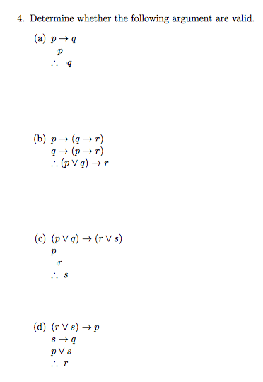 Solved 4. Determine whether the following argument are | Chegg.com