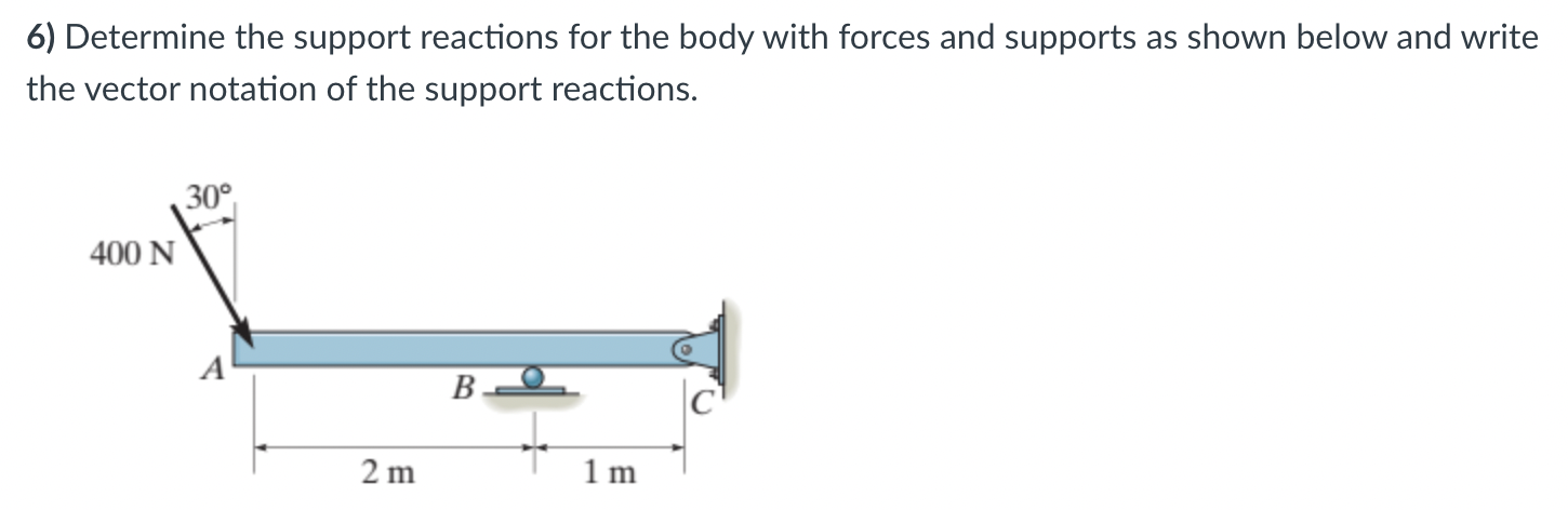 [Solved]: 6) Determine the support reactions for the body