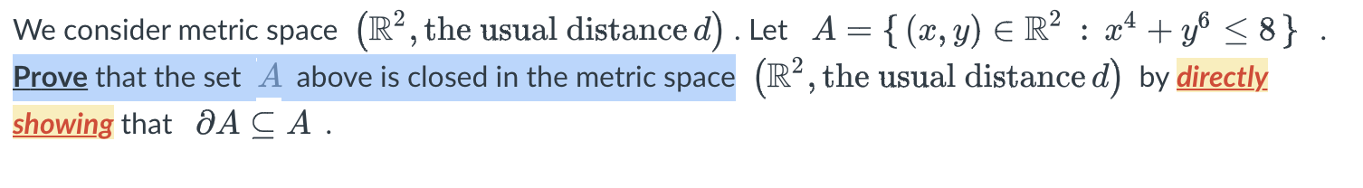 Solved We consider metric space (R2, the usual distance d). | Chegg.com