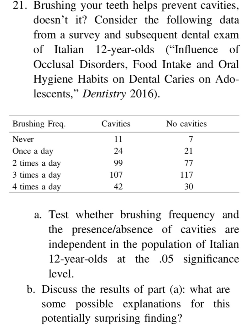 Solved 21. ﻿Brushing your teeth helps prevent cavities, | Chegg.com