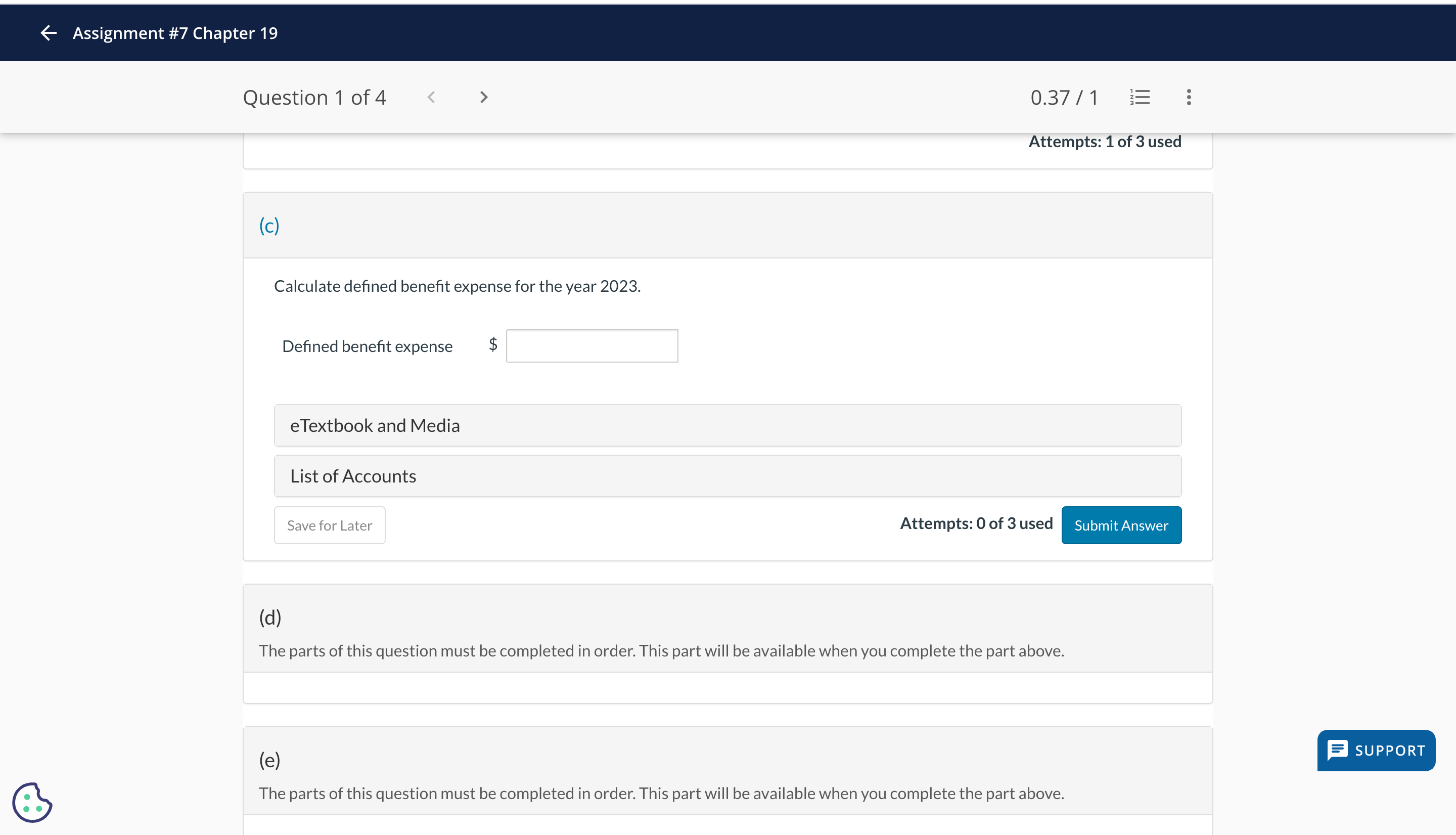 Solved (c)Calculate defined benefit expense for the year | Chegg.com