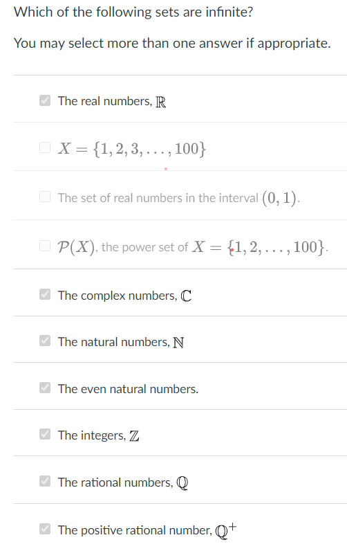 Solved Which of the following sets are infinite? You may | Chegg.com