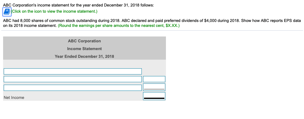 Solved ABC Corporation's income statement for the year ended | Chegg.com