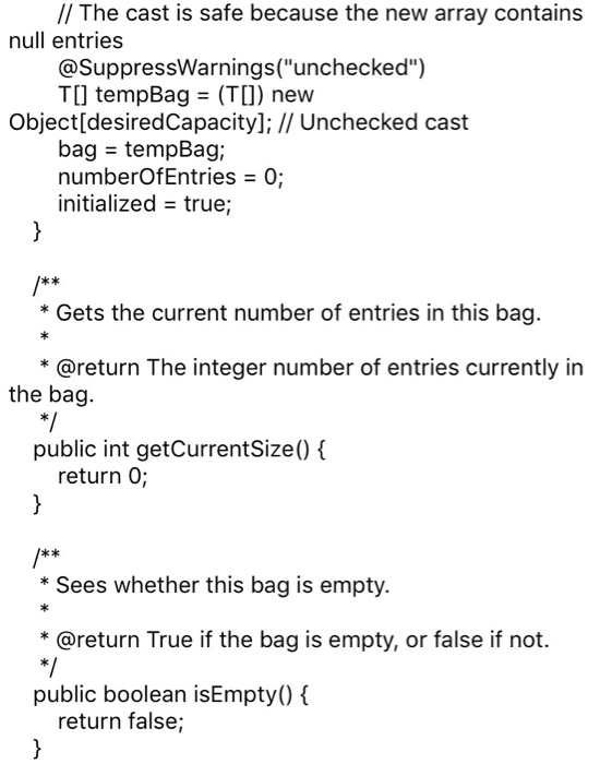 Solved Exercise 1: ArrayBag Attached Files: src.zip(1.966 KB | Chegg.com